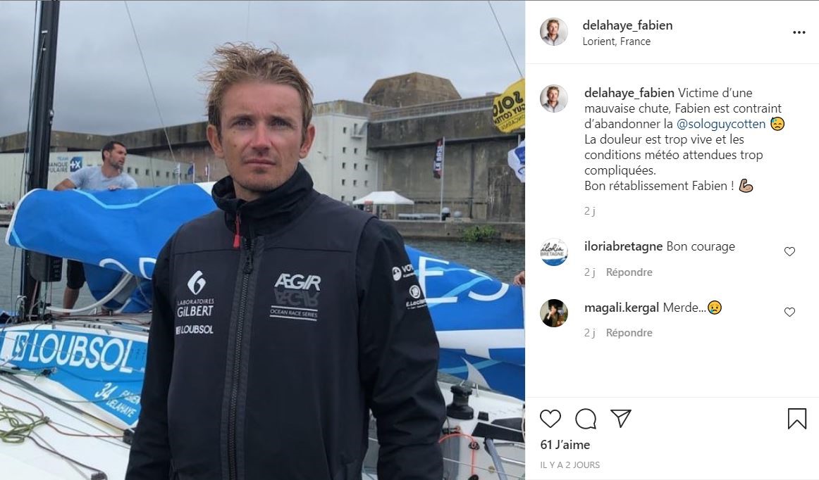 Fabien Delahaye abandons the Solo Guy Cotten after a bad fall - Groupe ...